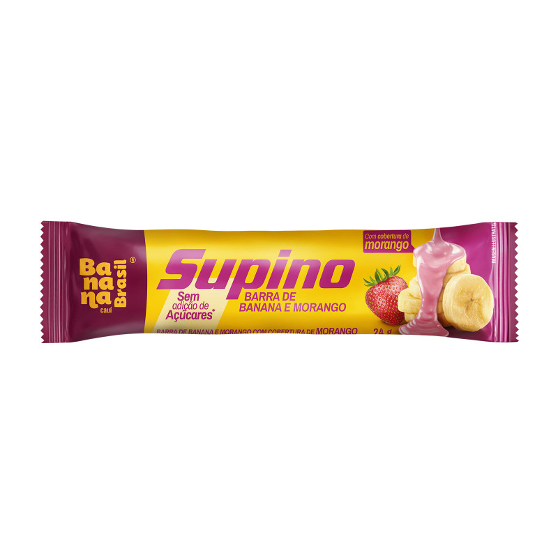 Supino Zero - Banana e Morango - Caixa com 20un de 24g | Banana Brasil