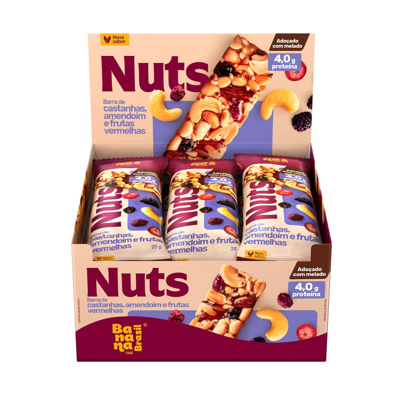 Nuts - Castanhas e Frutas Vermelhas - Caixa com 12un de 25g | Banana Brasil