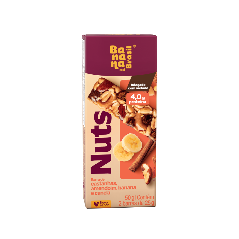 Nuts Castanhas, Amendoim, Banana e Canela - Caixa com 2un de 25g ...