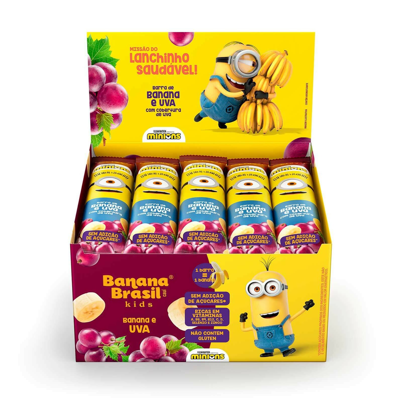 Banana Brasil Kids - Banana com Cobertura de Uva - Caixa com 20un de ...