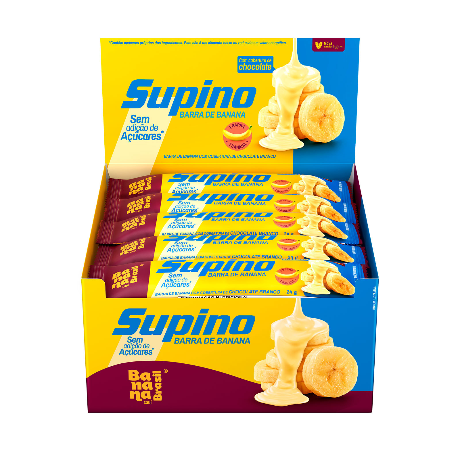 Supino Zero - Banana e Chocolate Branco - Caixa com 20un de 24gg ...